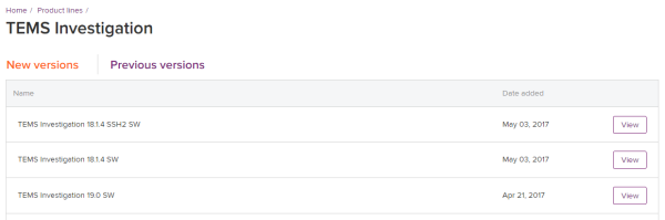 Downloading TEMS Investigation Software